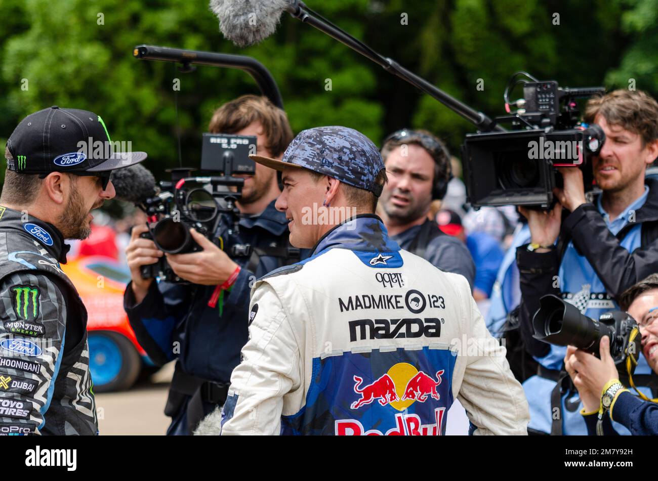 Stunt drivers Michael 'Mad Mike' Whiddett and Ken Block at 2016 ...