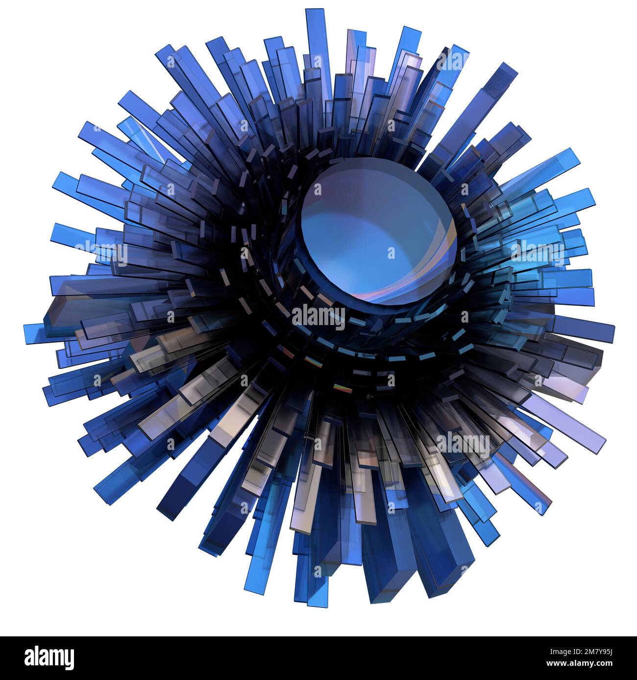 Blue transparent viral geometry with countless spikes Abstract ...