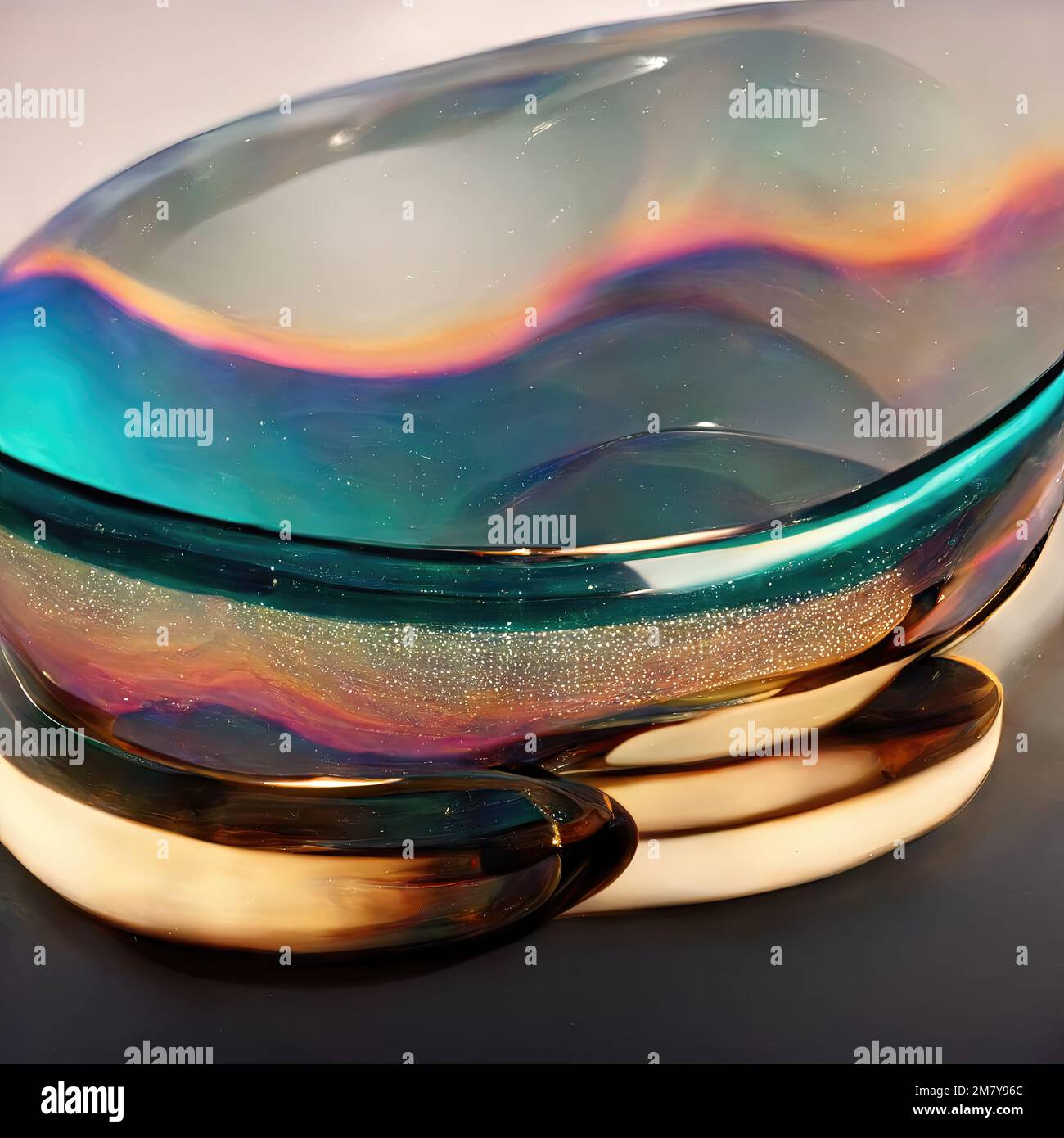 Reflections and refractions of glass in organic shapes that seem ...