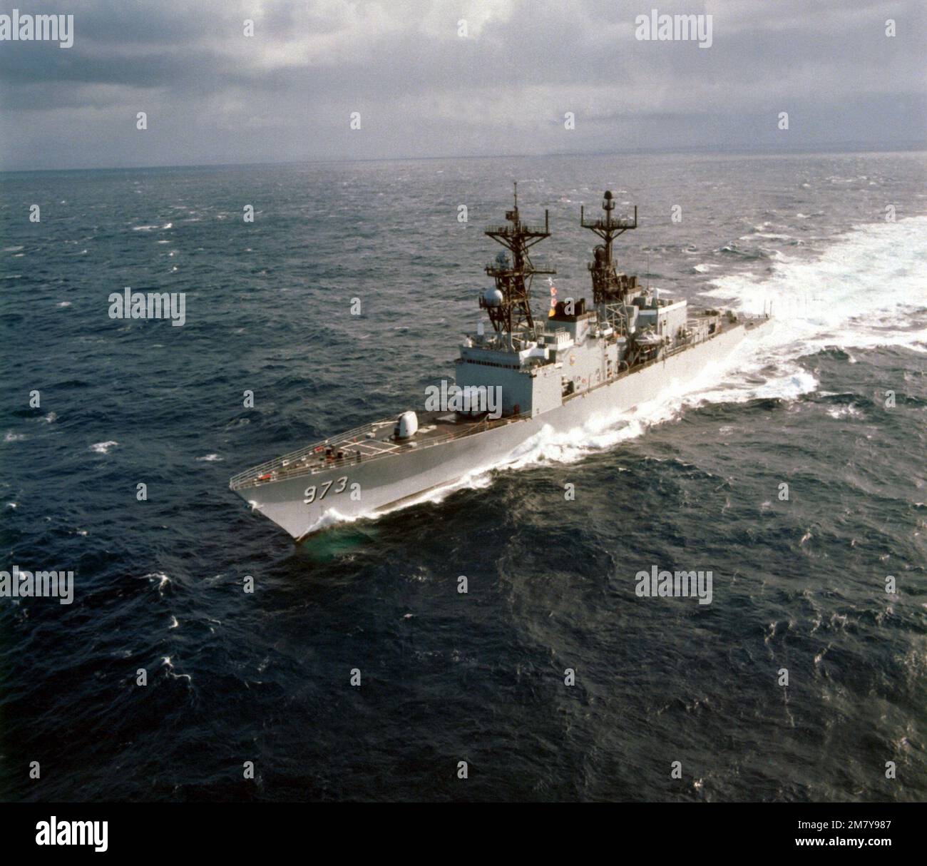Aerial port bow view of the Spruance Class destroyer USS JOHN YOUNG (DD ...