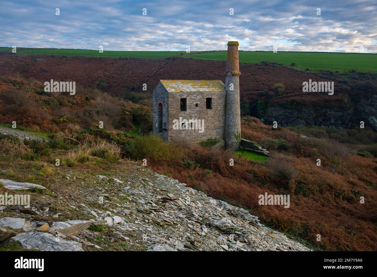 Restored Engine House, Tintagel Cornwall Stock Photo - Alamy