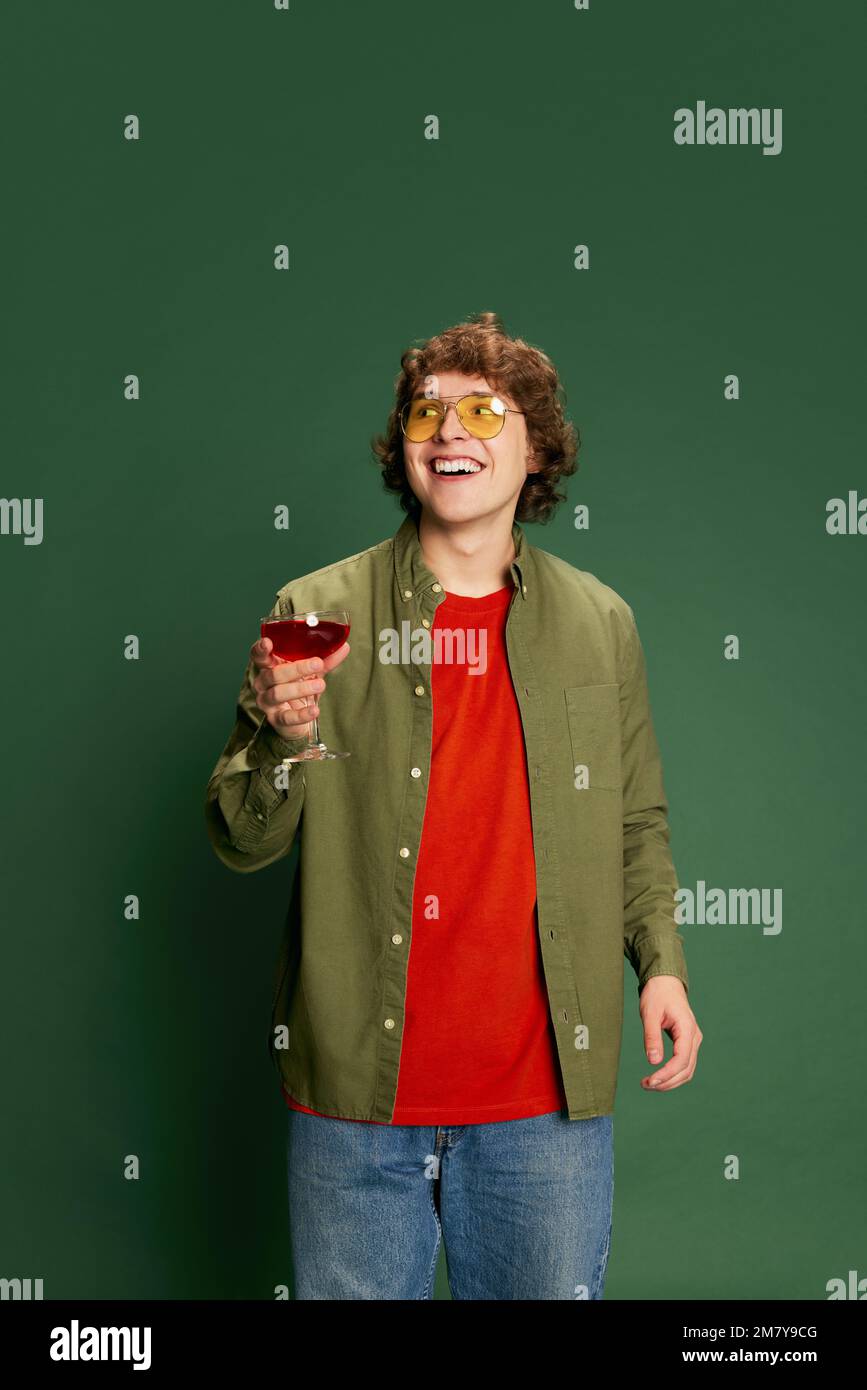 Portrait of Caucasian young handsome man in casual style clothes ...