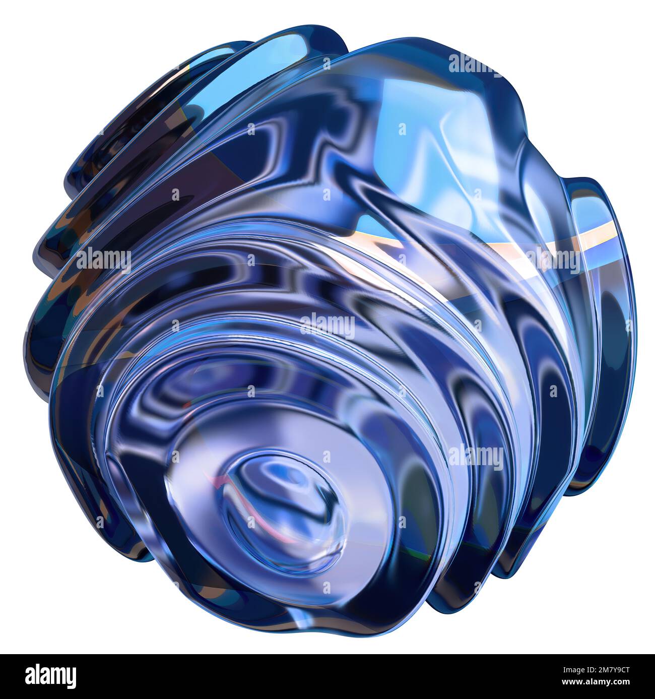 Blue Sphere with organic wave-like pattern Abstract, dramatic ...