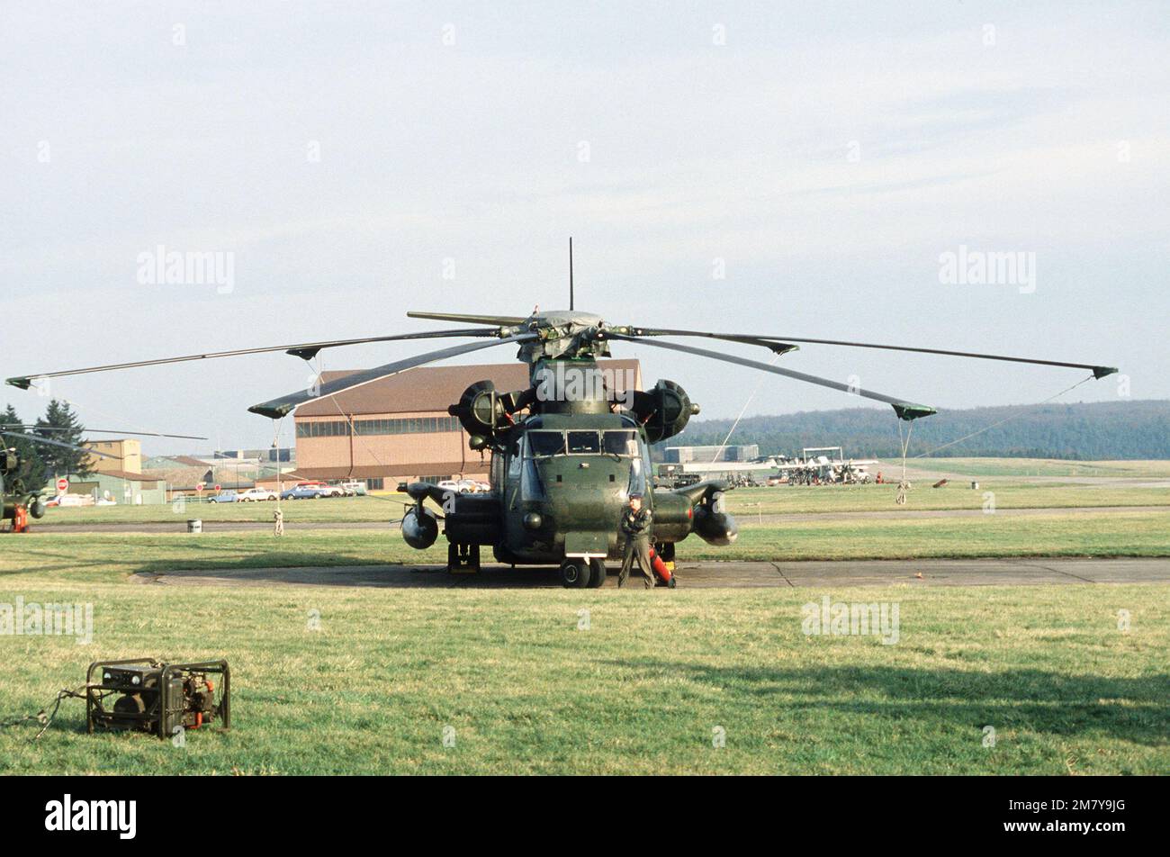 A front view of an Air-Ground Operations System (AGOS) CH-53 helicopter ...