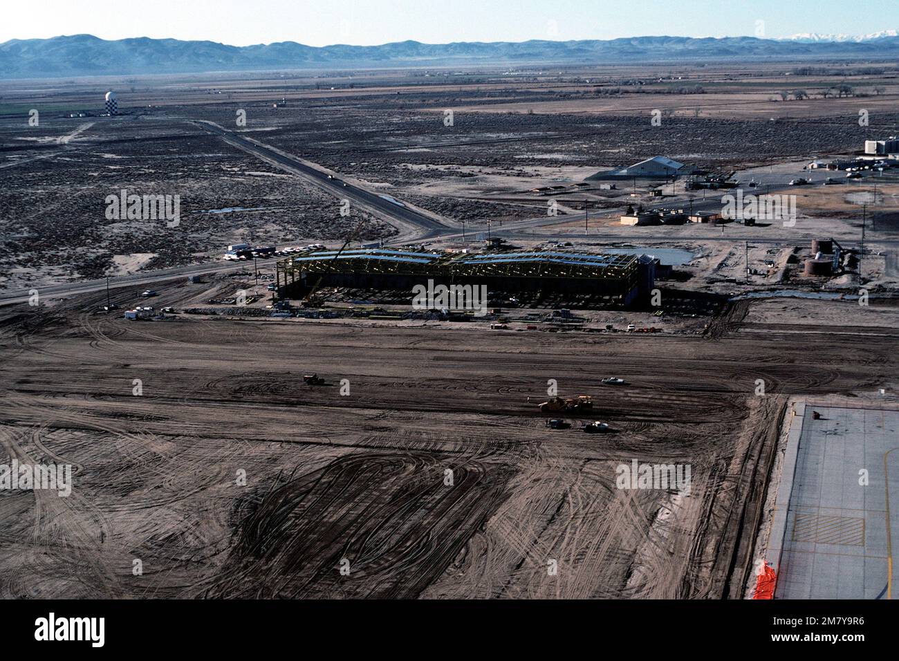 Aerial view of the new aircraft hangar under construction. Base: Naval ...