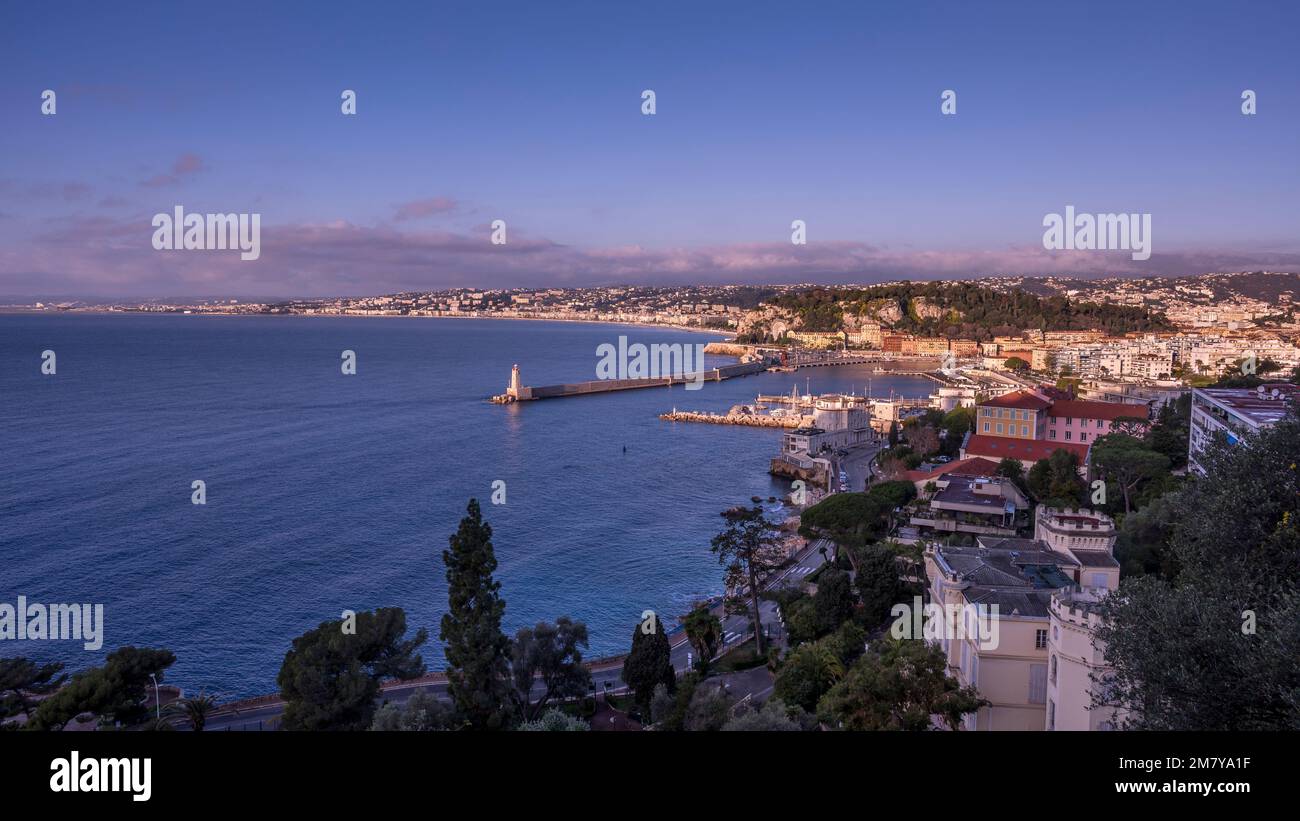 Coastal and tourist town of Nice on the French Riviera in France in ...
