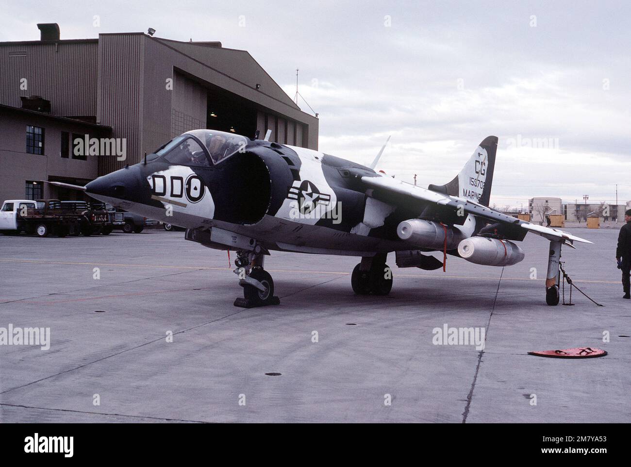 A left front view of a Marine Light Attack Squadron 231 (VMA-231) AV-8B ...