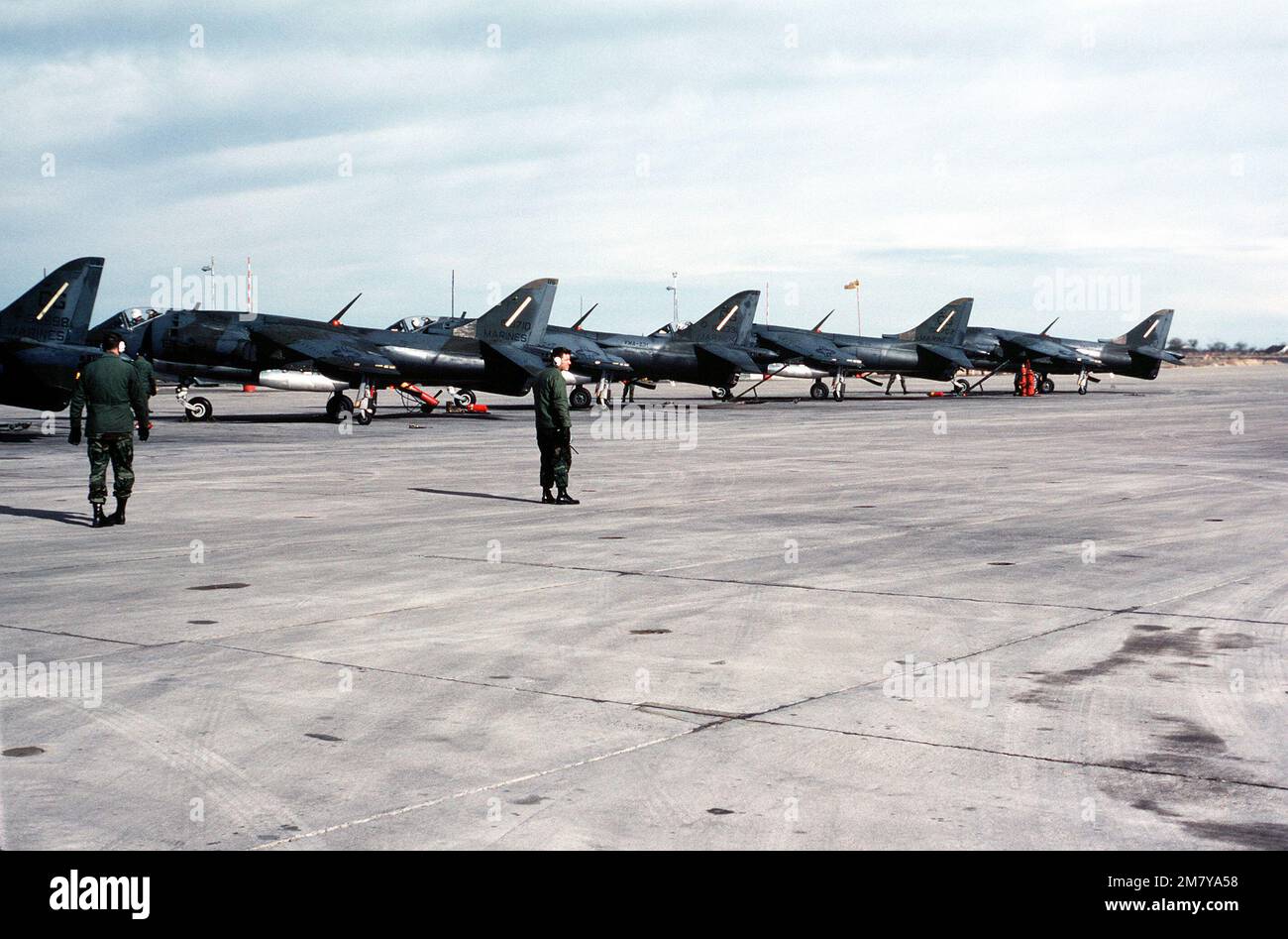 A view of an AV-8B Harrier aircraft from Marine Light Attack Squadron ...
