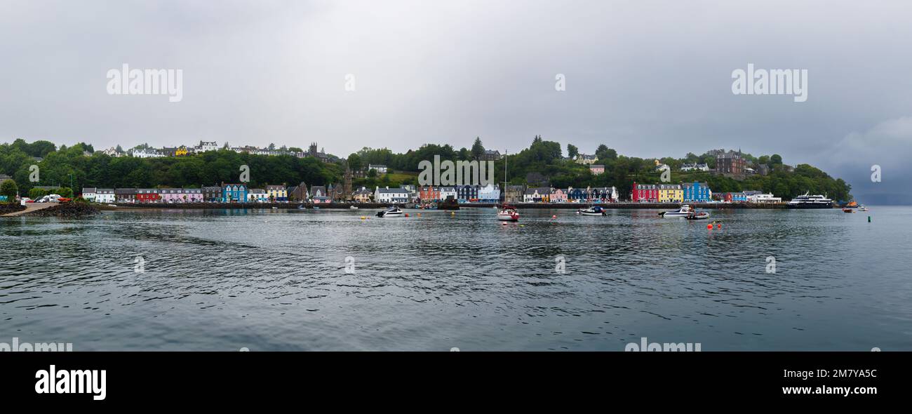 Panorama of the harbour at Tobermoray, an Isle of Mull village in the ...