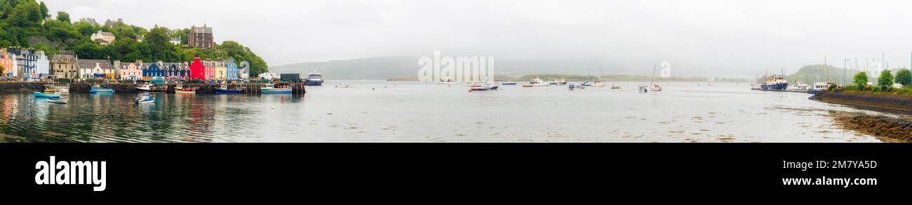 Panorama of the harbour at Tobermoray, an Isle of Mull village in the ...