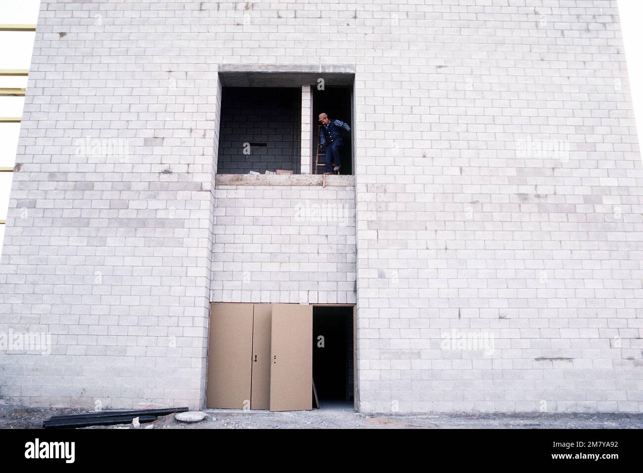 A view of the new aircraft hangar under construction. Base: Naval Air ...