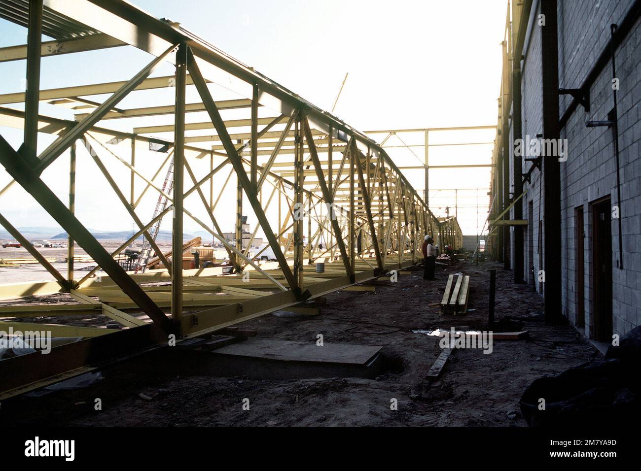 A view of the new aircraft hangar under construction. Base: Naval Air ...