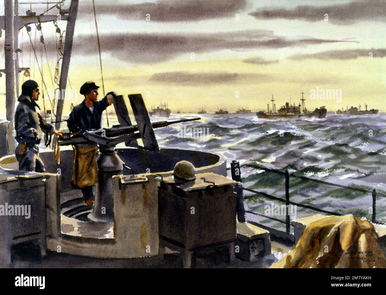 Artwork: "Gunners of the Armed Guard" Artist: Dwight C. Shepler #80 ...