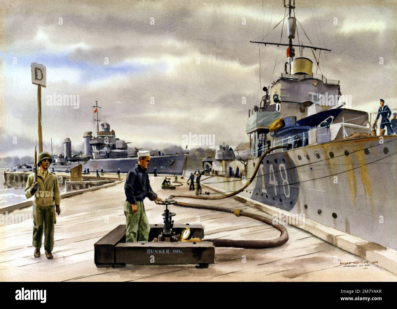 Artwork: "The Marine and the Sea-Bee" Artist: Dwight C. Shepler #101 ...