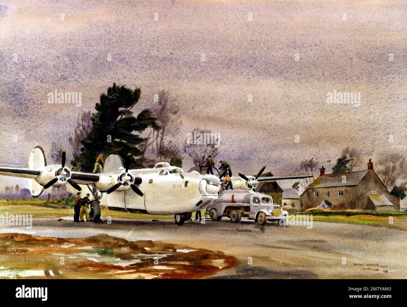 Artwork: "Liberator Fueling" Artist: Dwight C. Shepler #119. Country ...