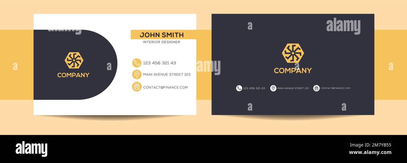 Business card design template. Double sided business card modern and ...