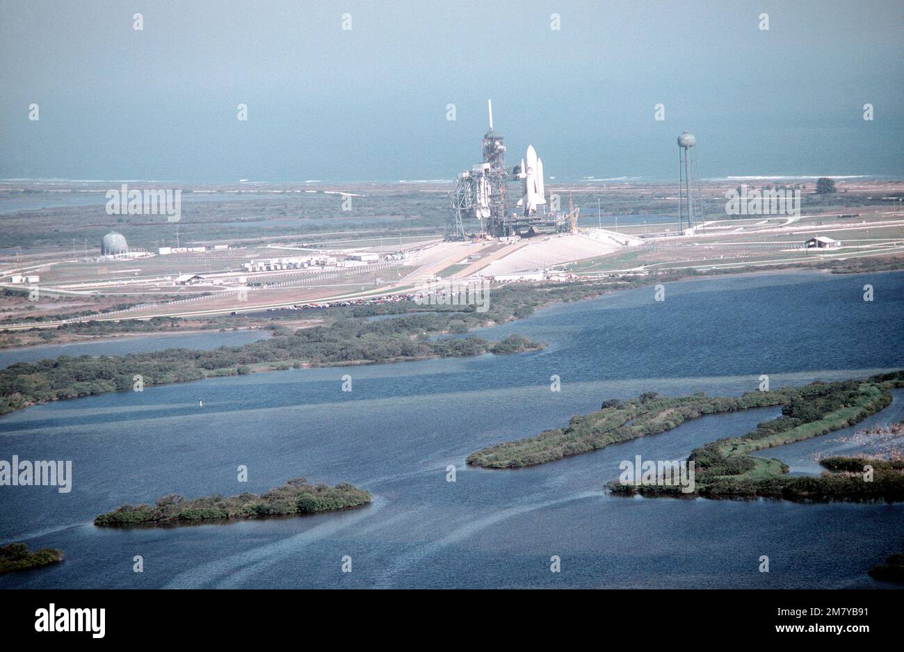 A view of the Space Shuttle Columbia (STS-2) on its launch pad. Base ...