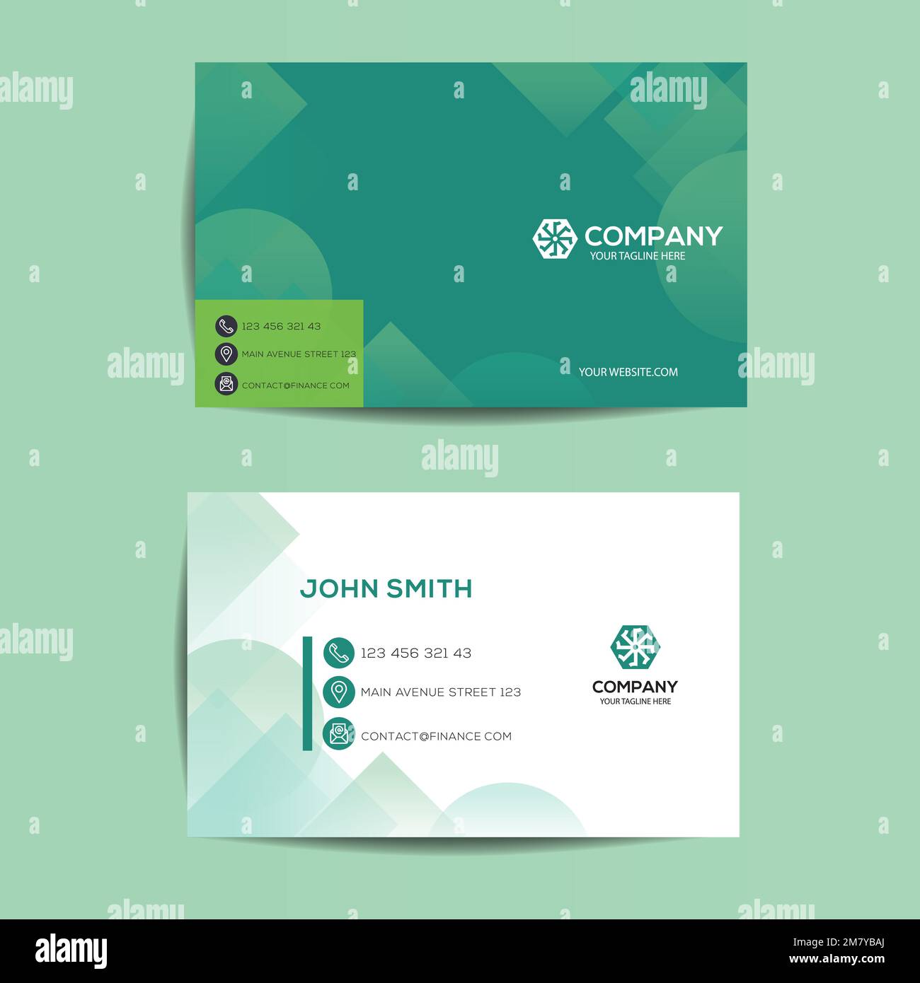 Business card design template. Double sided business card modern and ...