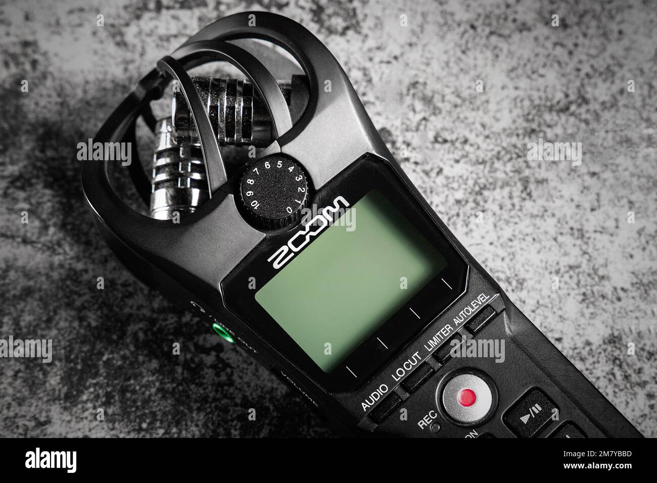 Top view of ZOOM H1n Handy recorder with microphone for recording Stock ...