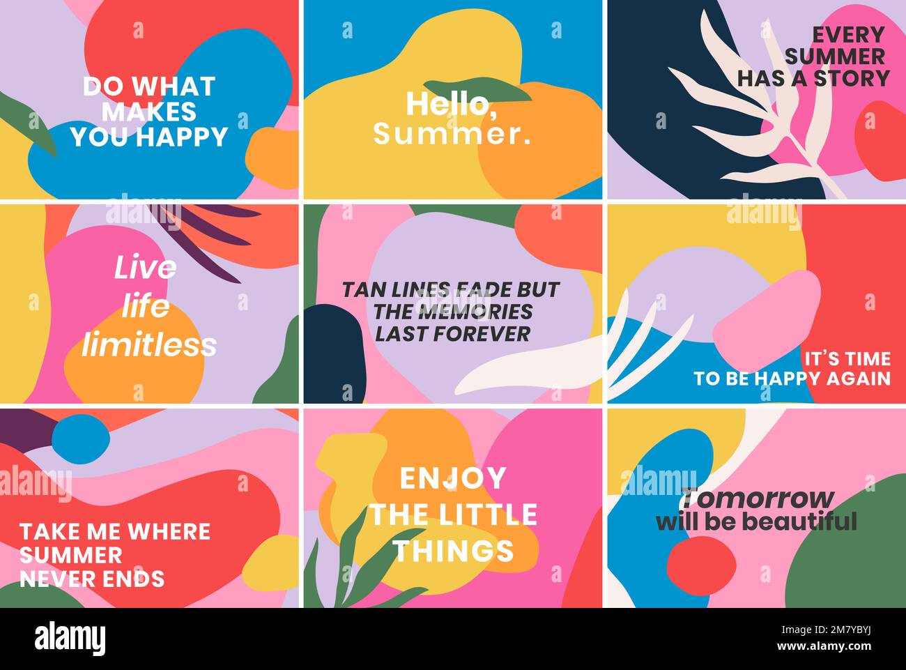 Colorful banner template vector with motivational quote set Stock ...