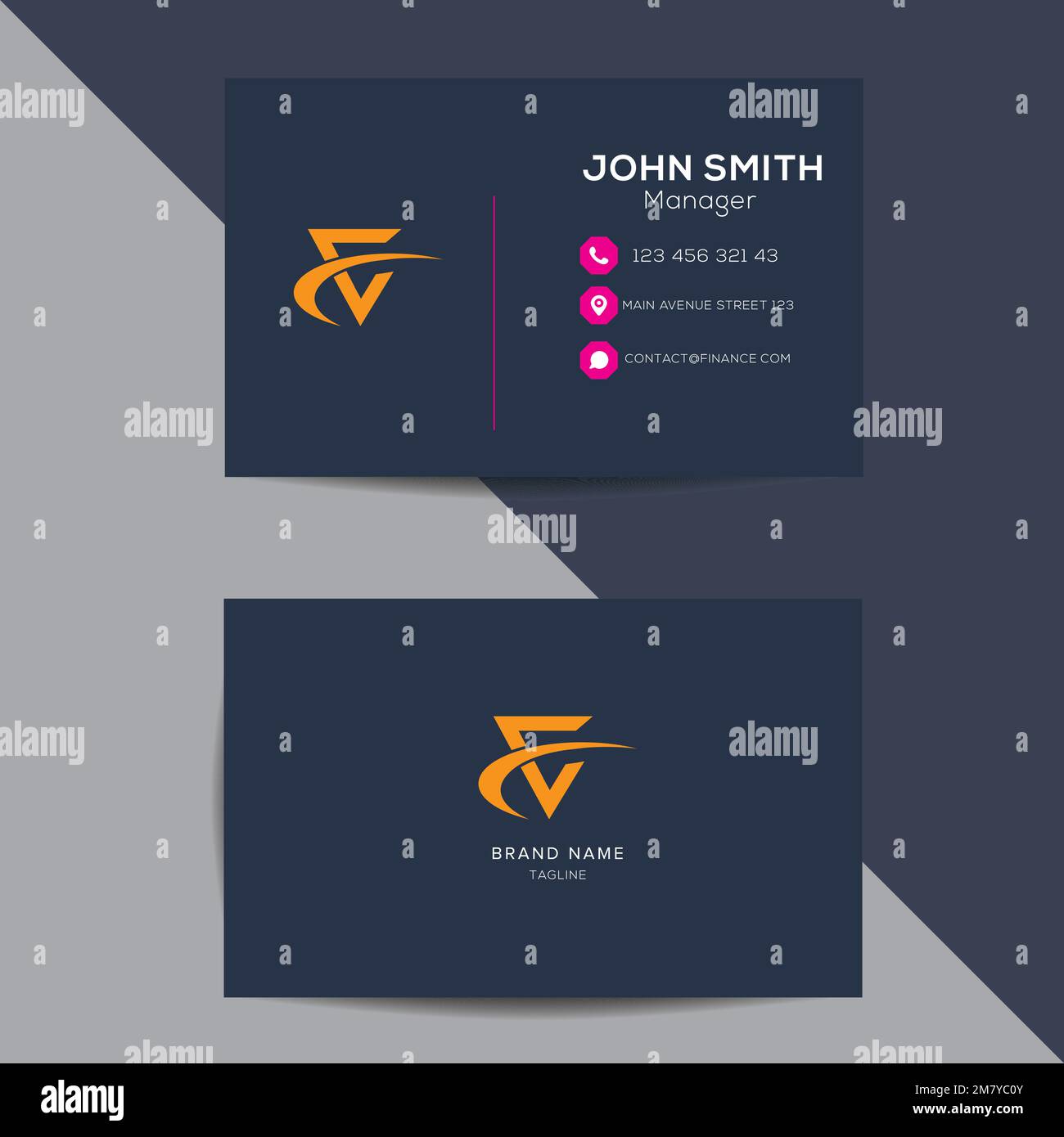 Business card design template. Double sided business card modern and ...