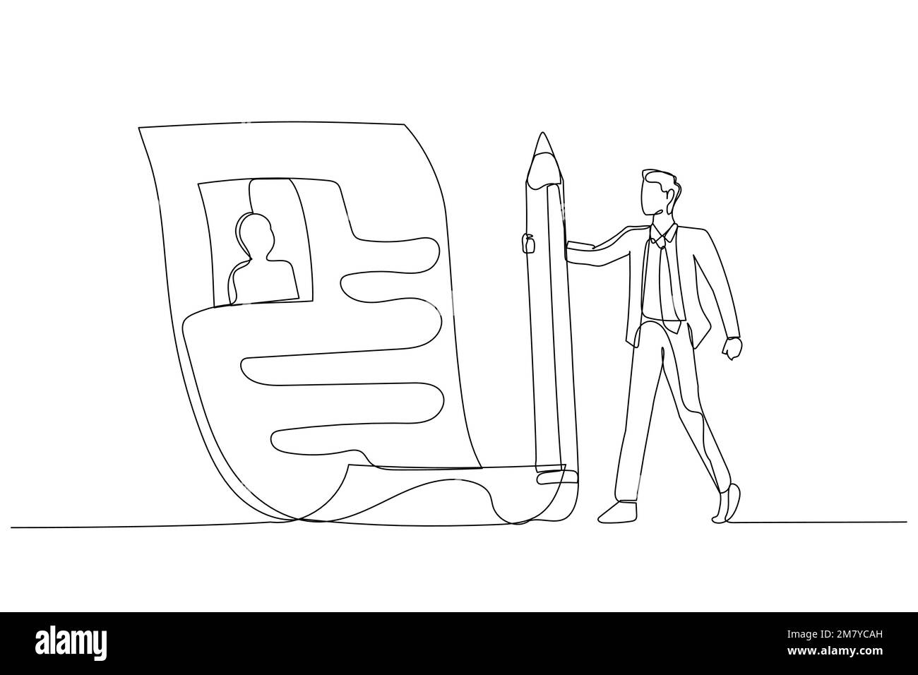 Illustration of businessman professional finish writing resume concept ...