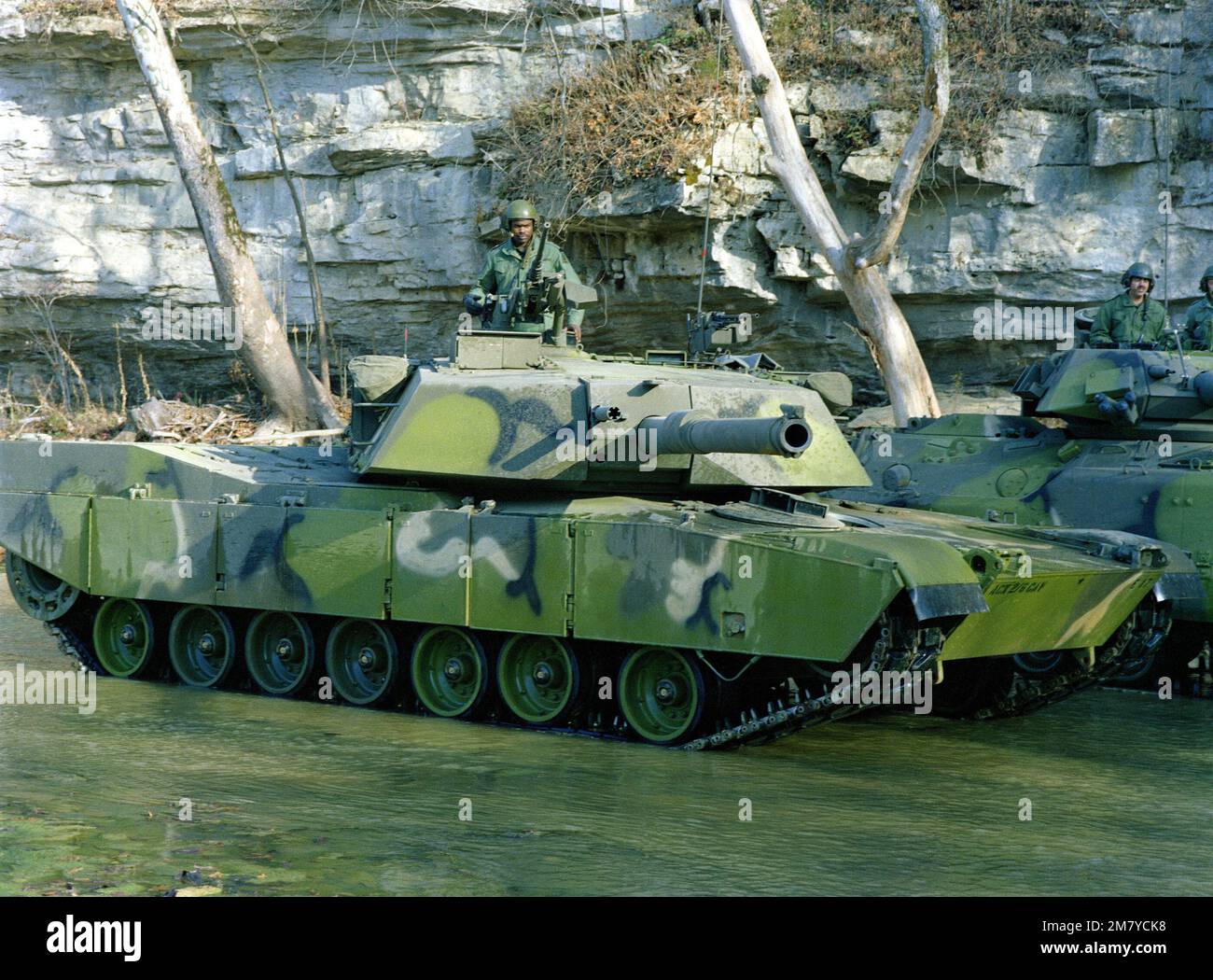 A right side view of an M-1 Abrams main battle tank operated by the 3rd ...
