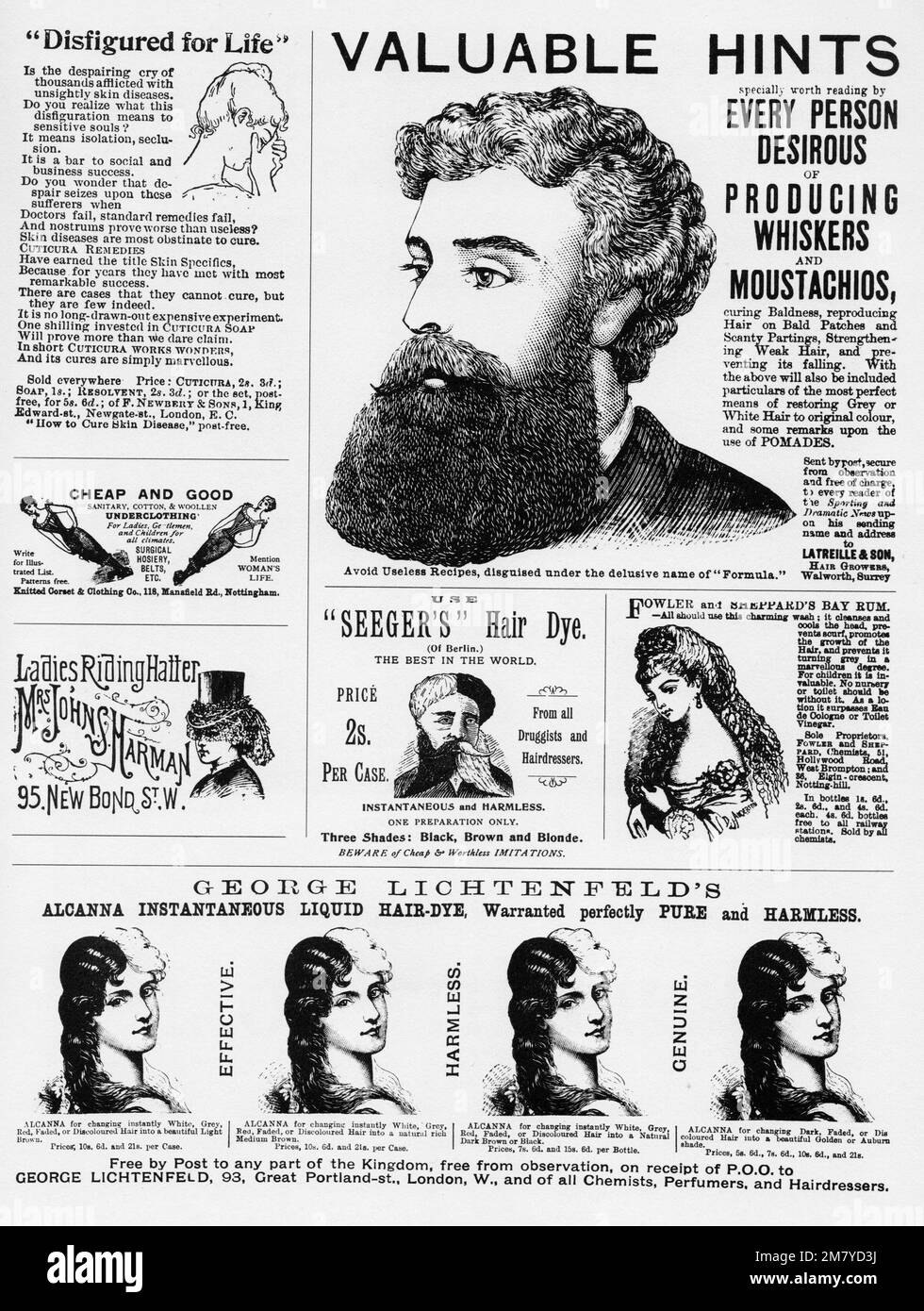 Victorian Newspaper Advertising c1890 for health and beauty products ...