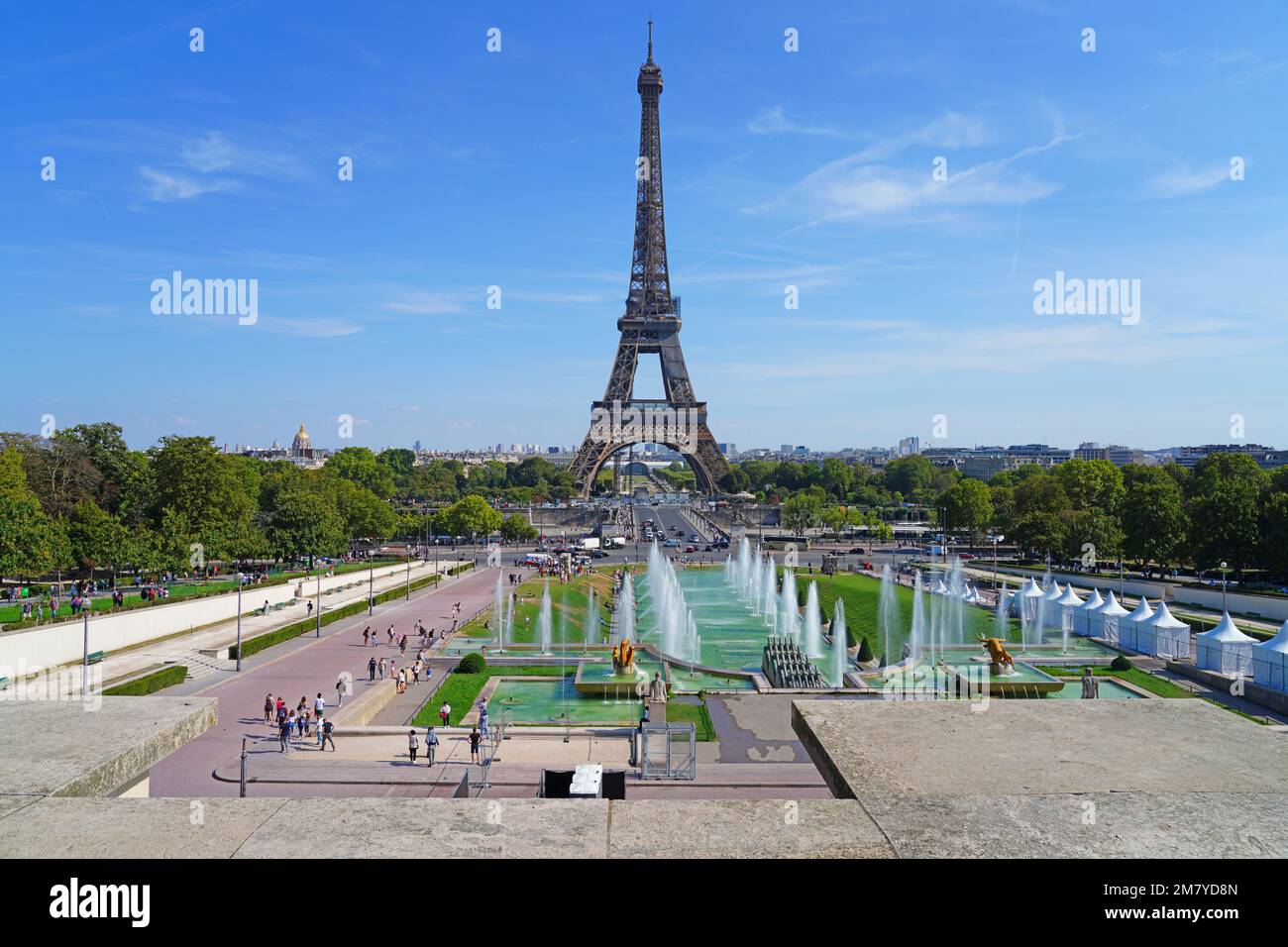 PARIS, FRANCE -29 AUG 2022- View of the Eiffel Tower, the most famous ...