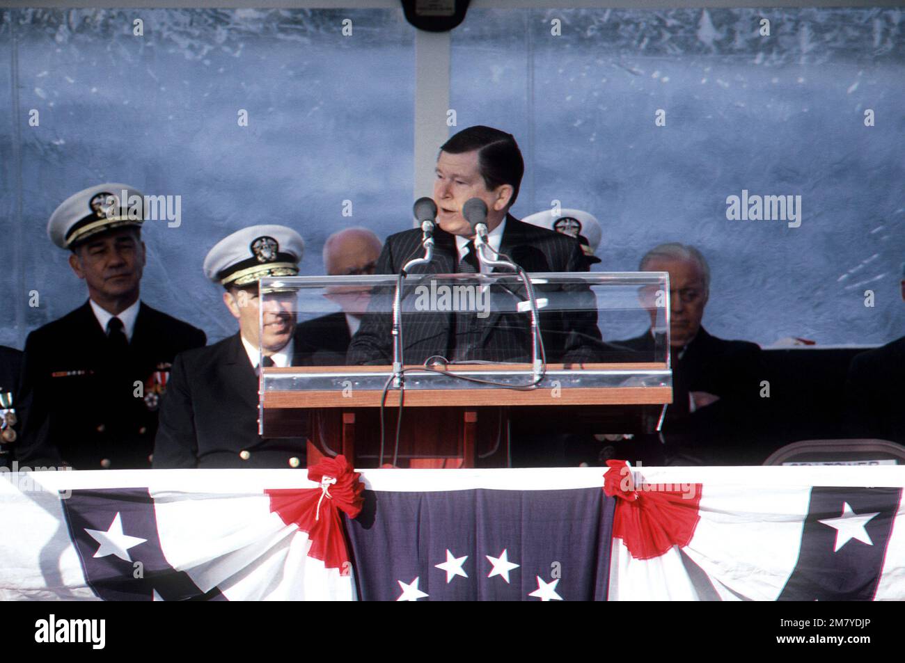 Sen. John Tower, R-Texas, speaks during commissioning ceremonies for ...