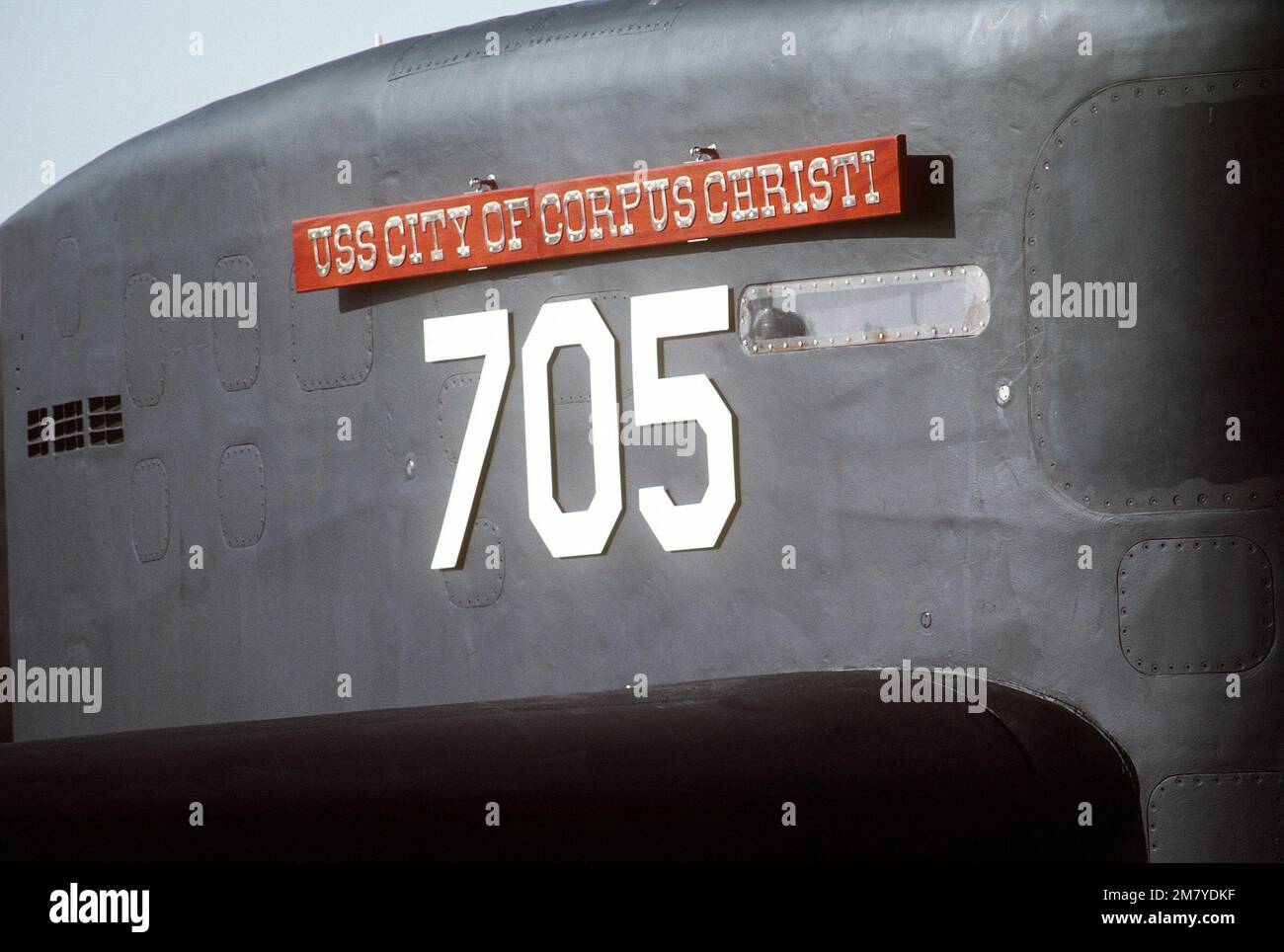 A starboard view of the sail on the nuclear-powered attack submarine ...