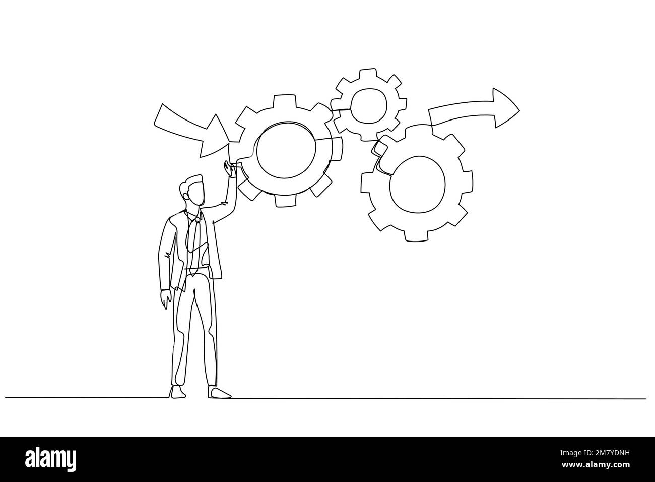 Illustration of businessman make cogwheels work effective and efficient ...