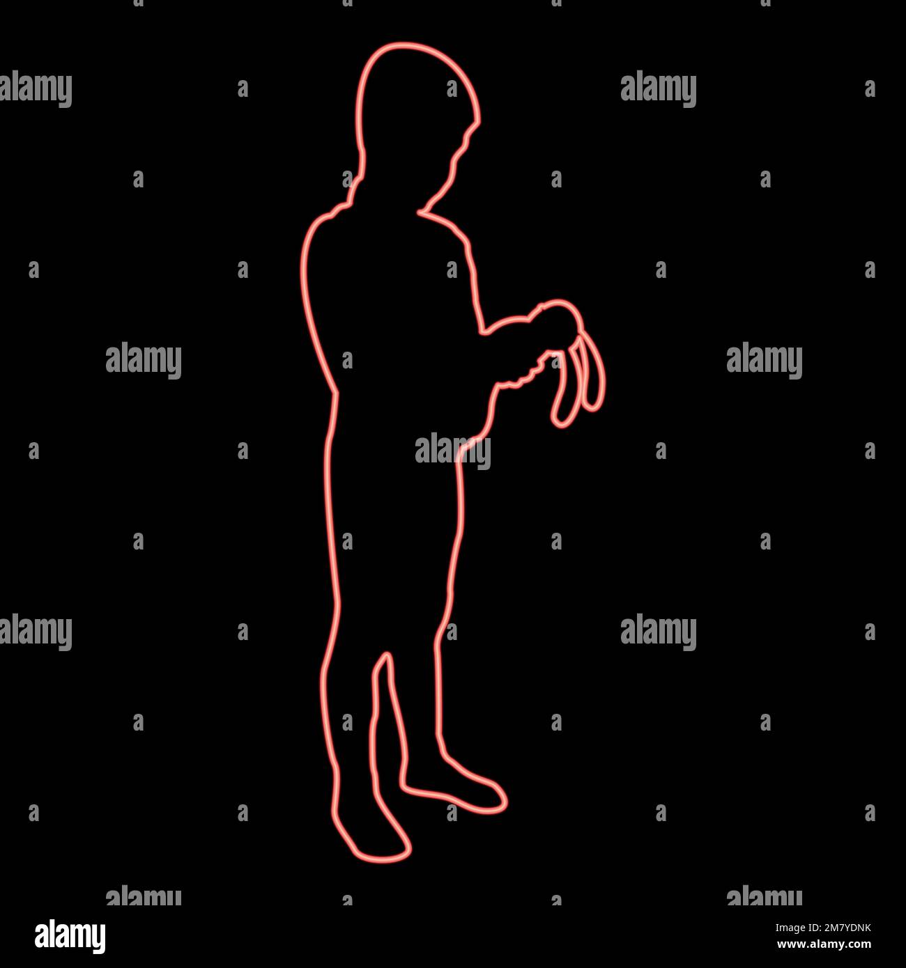 Neon boy holds toy Child hold bunny hare rabbit Preschool Brother ...