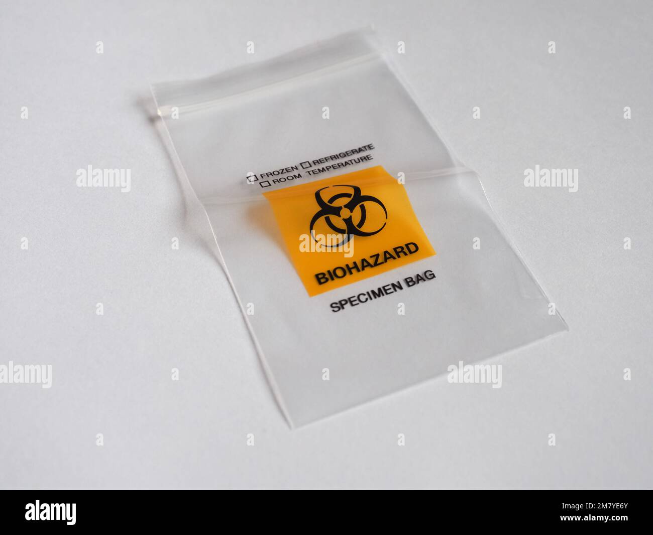 Biohazard specimen bag for disposal of covid test kit Stock Photo - Alamy