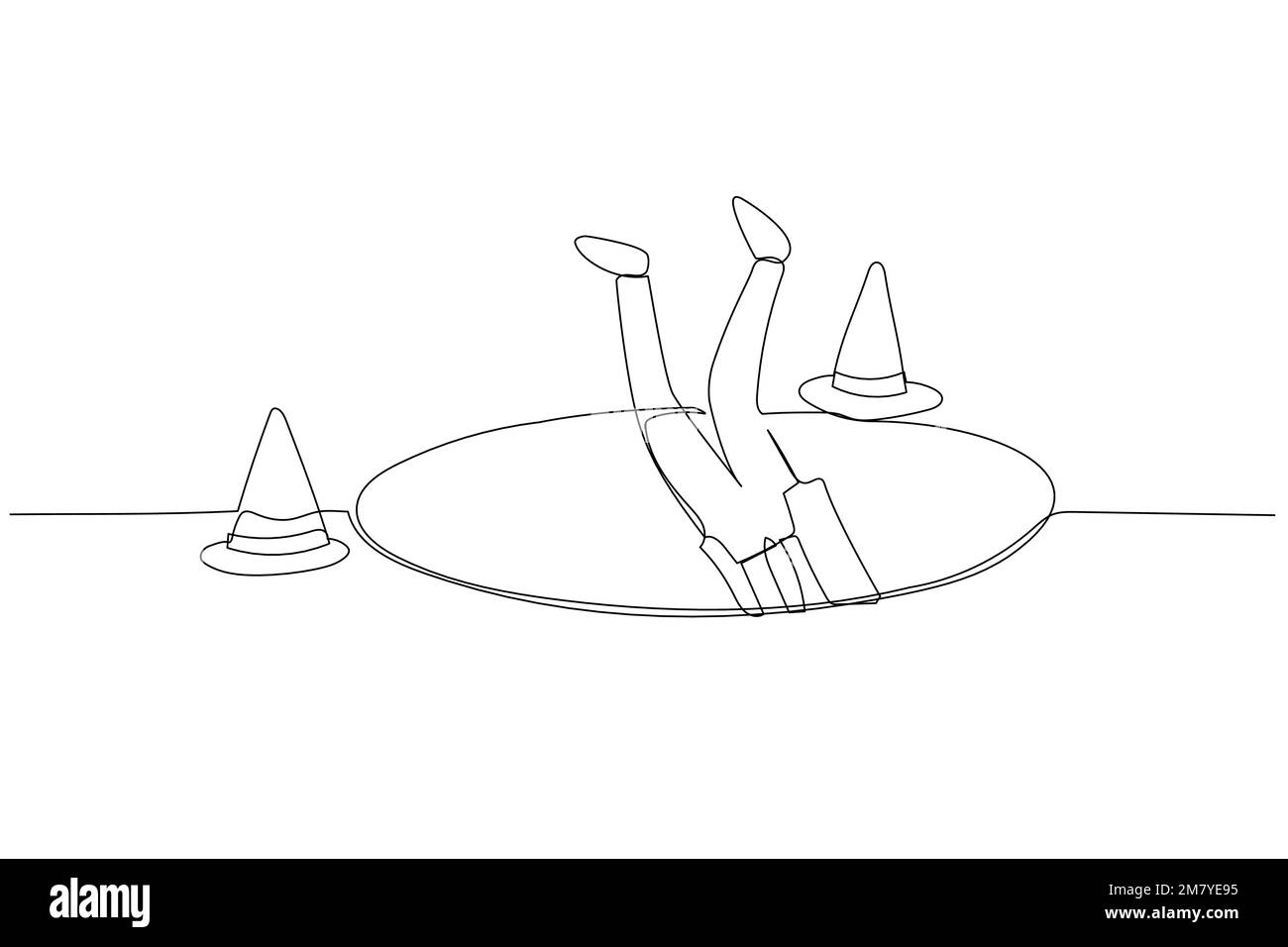 Cartoon of businessman fall down into trap hole metaphor of failure or ...