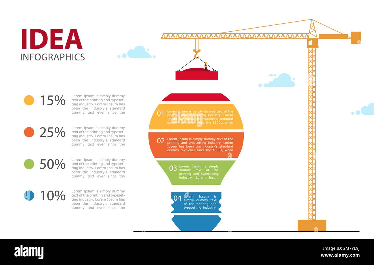 Infographic Big idea for business. 4 step chart info graphic. Color ...