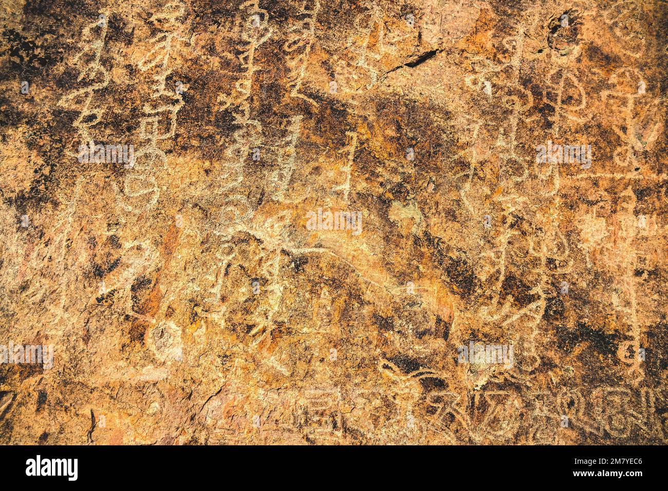 Ancient inscriptions on a stone in the Tamgaly tas tract on the Ili ...