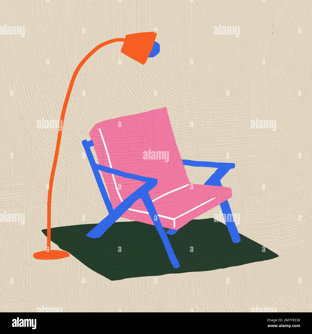 Hand drawn chair vector furniture in colorful flat graphic style Stock ...