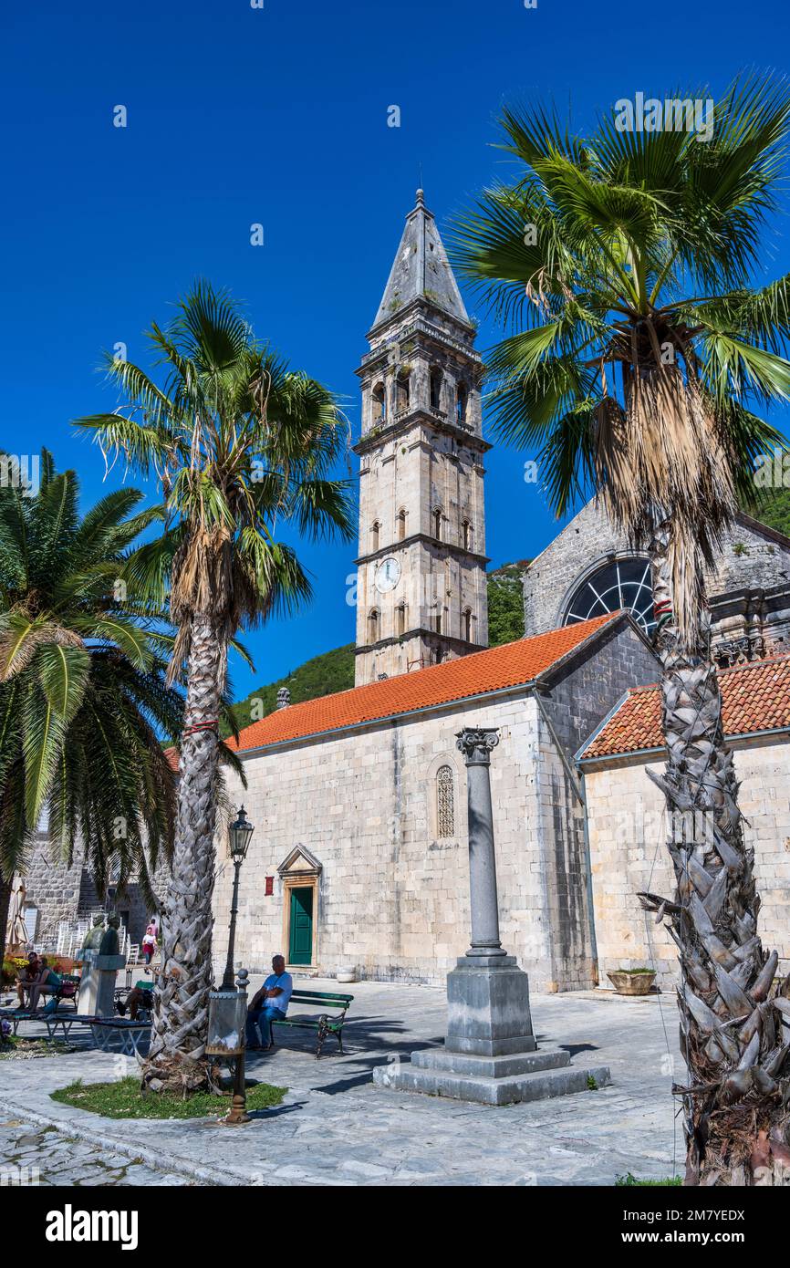 Church of St Nicholas (Crkva Sv Nikole) in old town of Perast on the ...