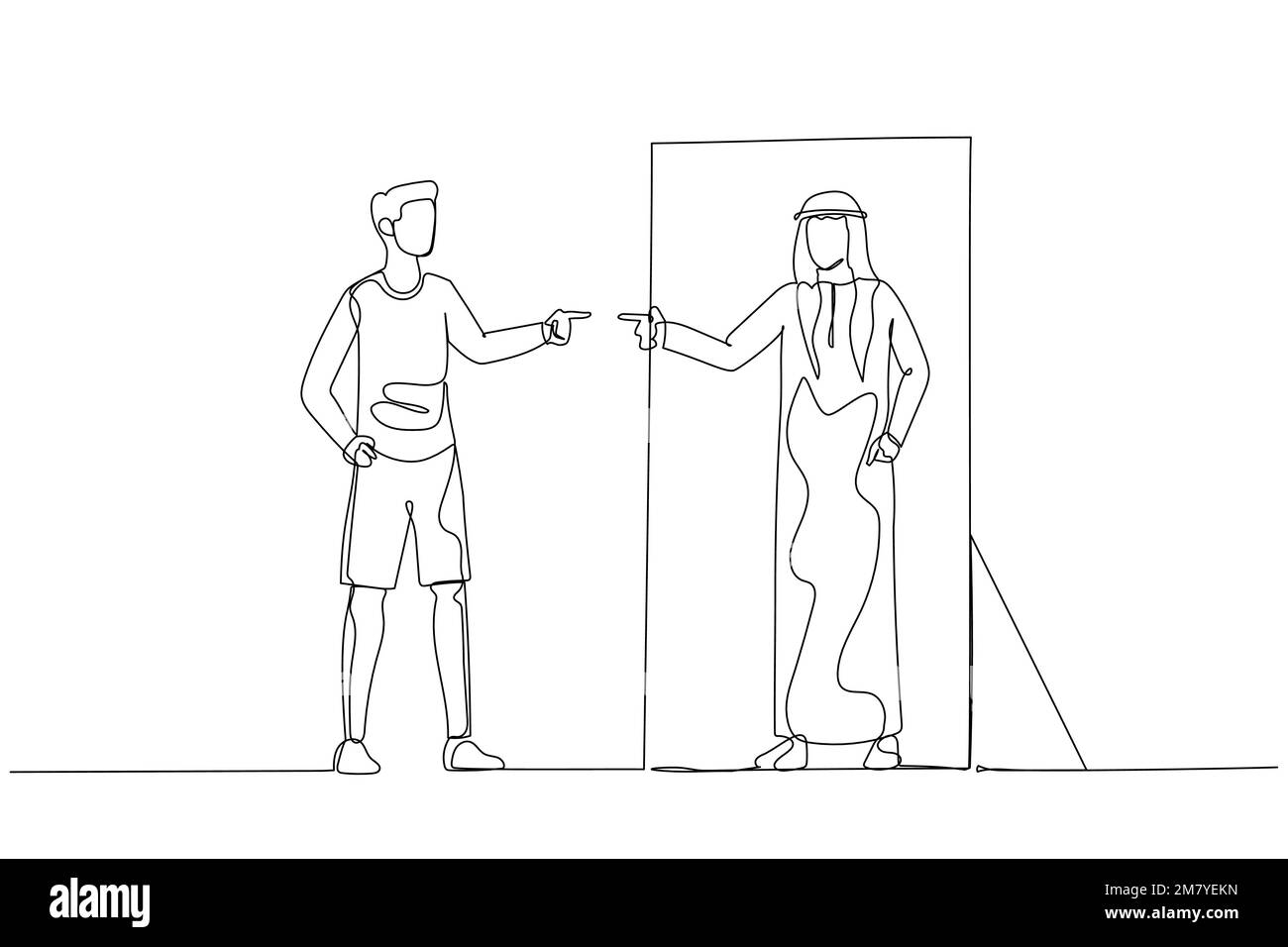 Illustration of arab man in the reflection looked by casual version ...