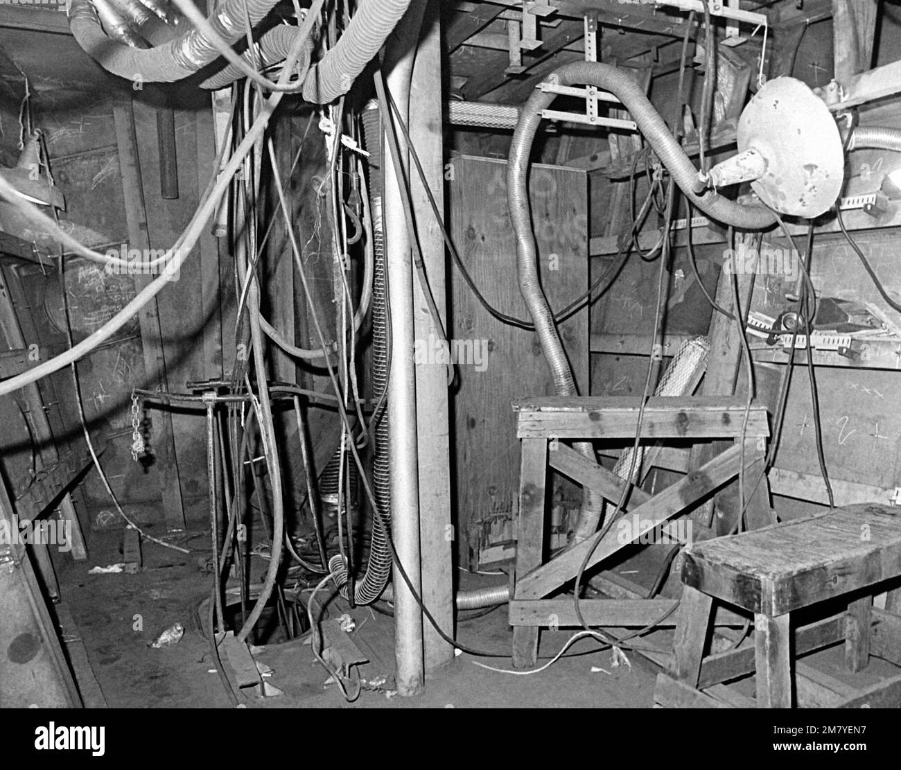 An interior view of the sonar equipment room on the guided missile ...