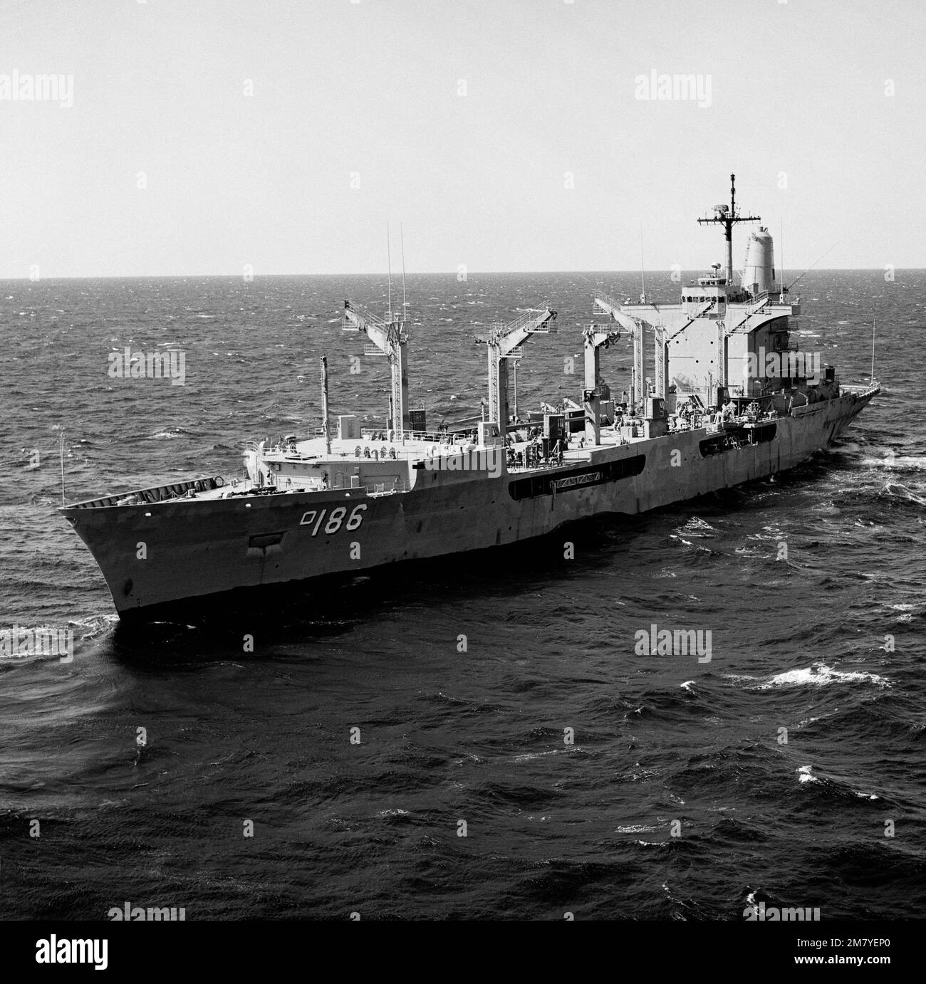 Aerial port bow view of the oiler PLATTE (AO-186) underway. Country ...
