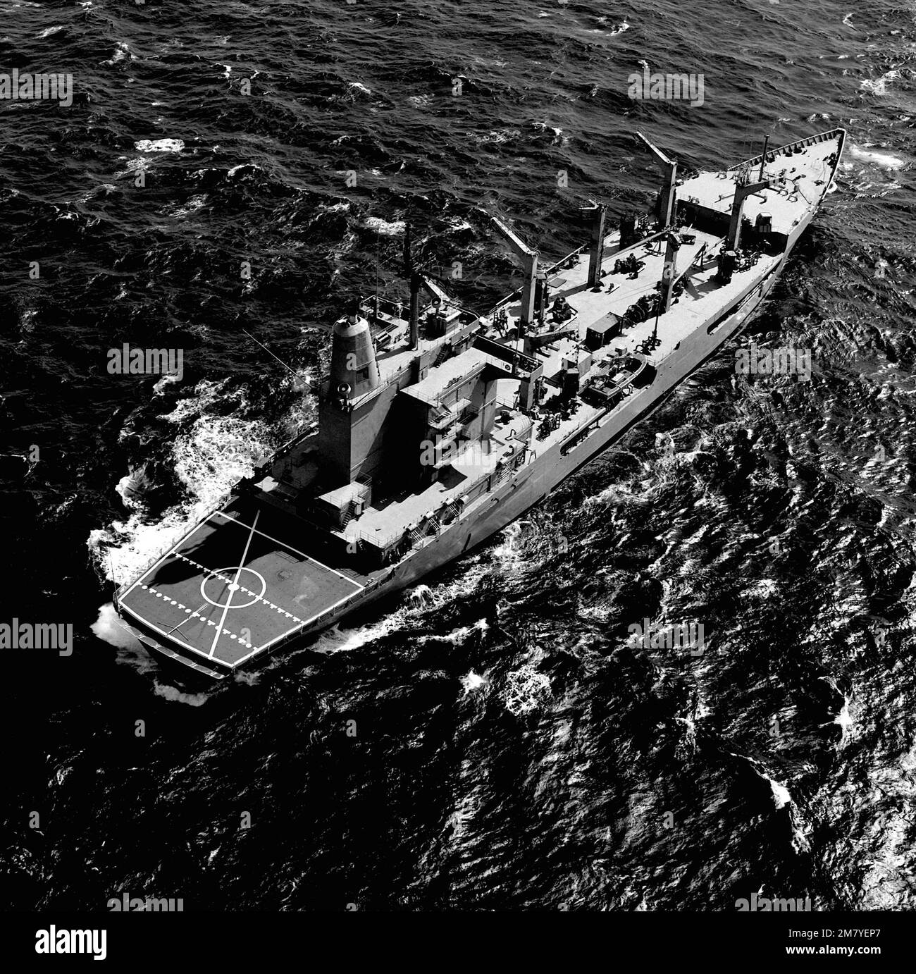 Aerial starboard quarter view of the oiler PLATTE (AO-186) underway ...