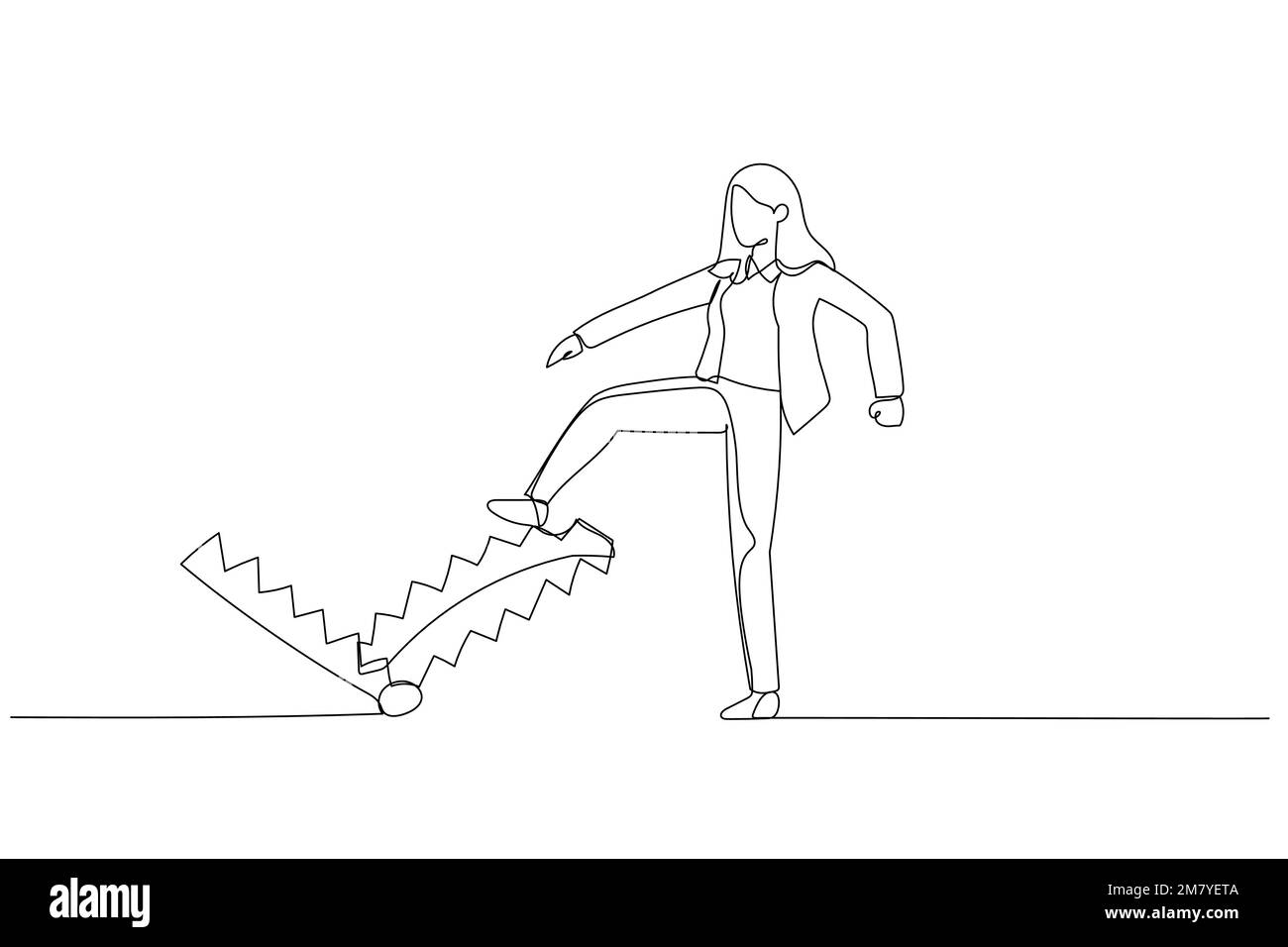 Cartoon of business woman carefully walk into mouse trap concept ...