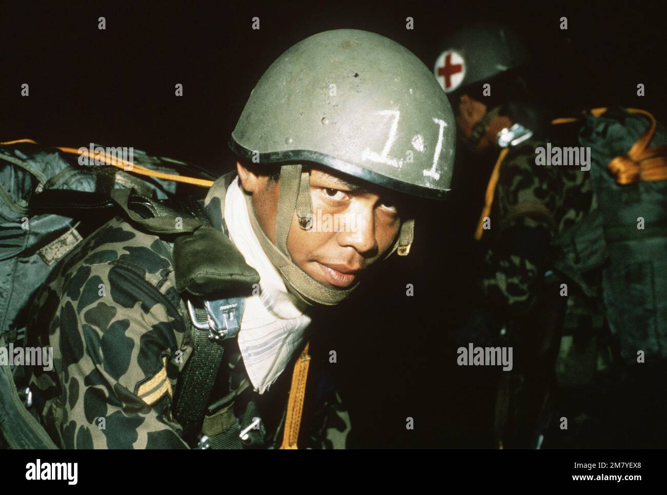 A paratrooper from the 2nd Battalion Airborne of the Honduran Army ...