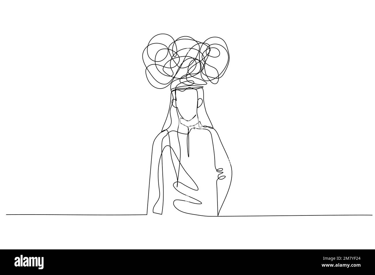 Drawing of arab man head looking like messy line metaphor of work ...