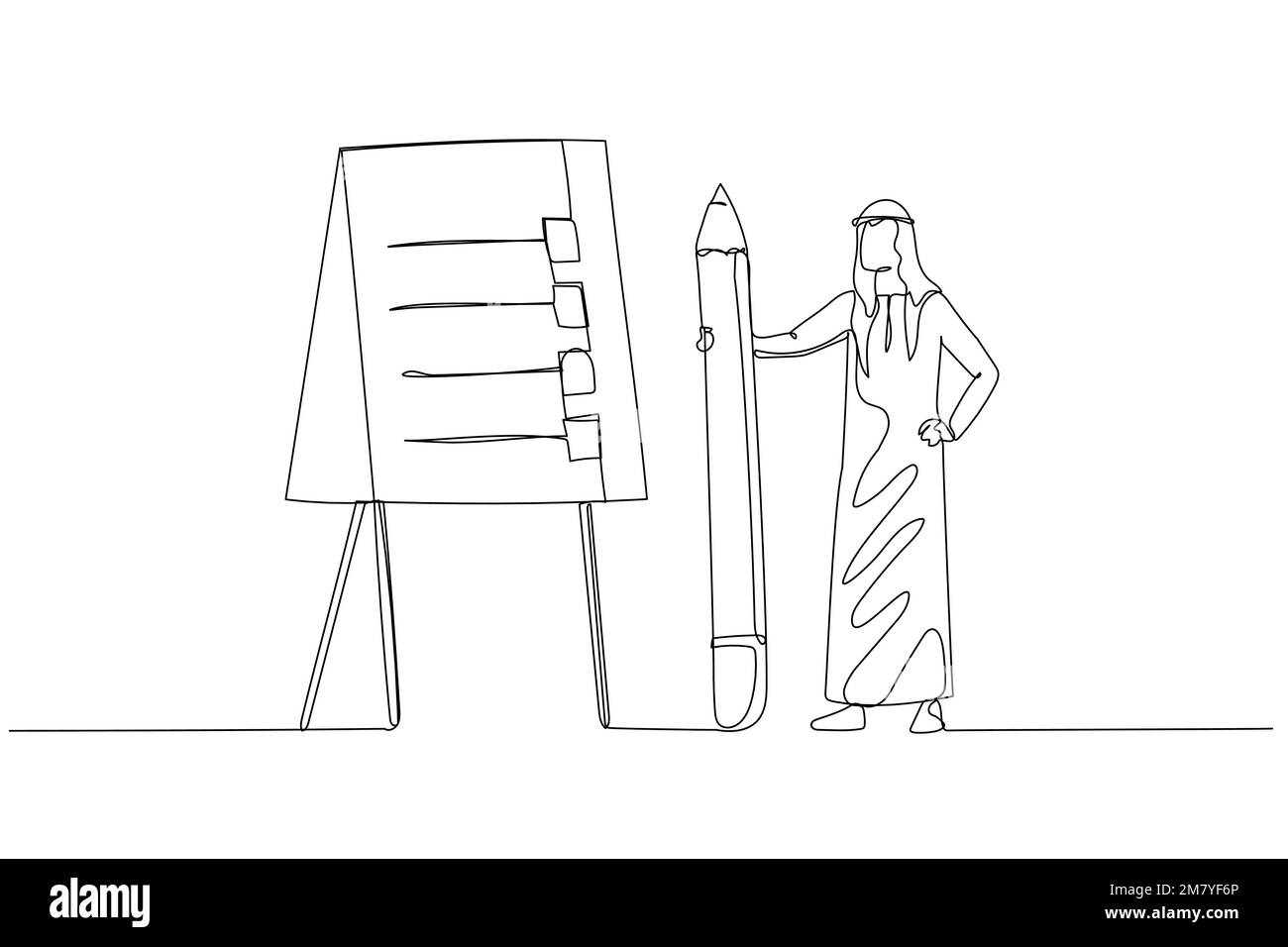 Illustration of businesswoman present action plan with checklist step ...