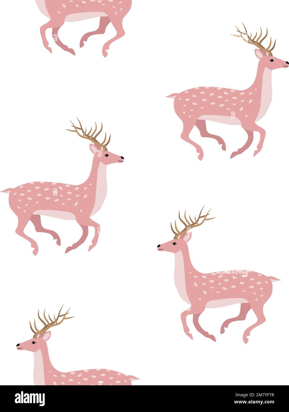 Vector seamless pattern of pink running deer Stock Vector Image & Art ...
