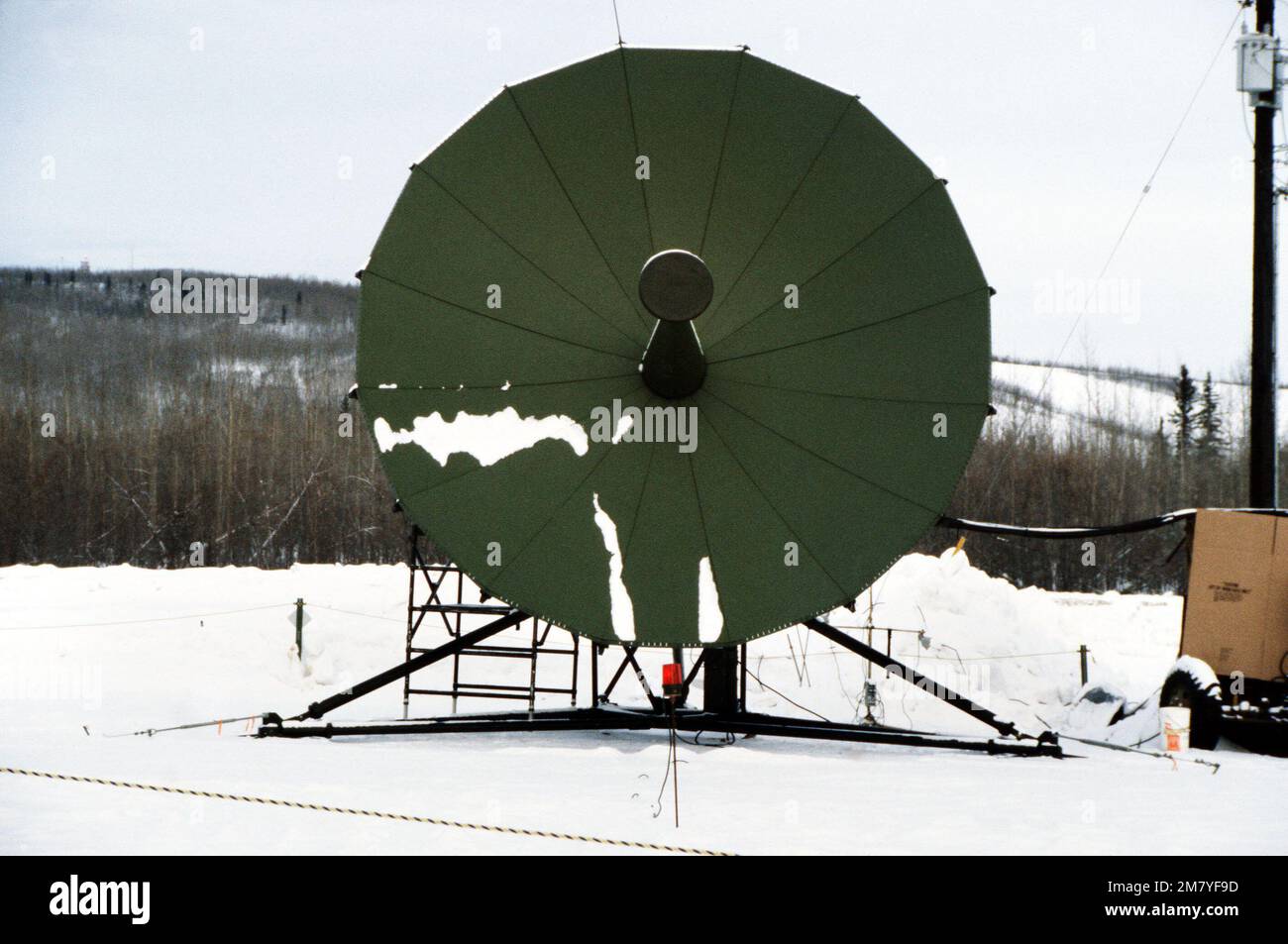 A view of a satellite dish antenna at the communications relay station ...