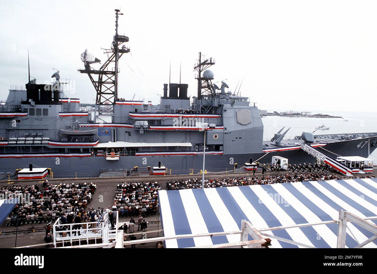 A view of commissioning ceremonies for the first Aegis guided missile ...